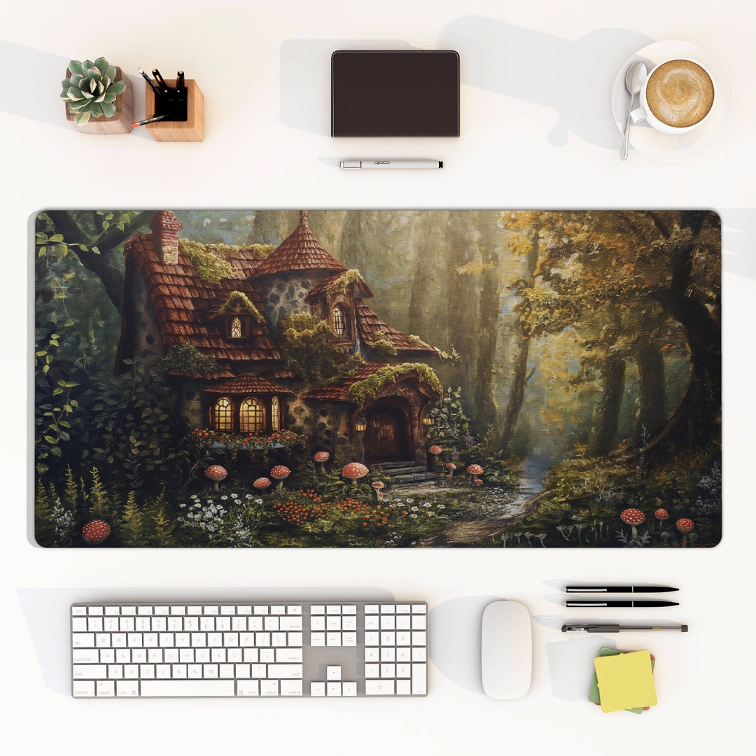 Cottagecore Desk Mat, Nature Desk Mat, Fantasy Desk Mat, Dark Cottage ...