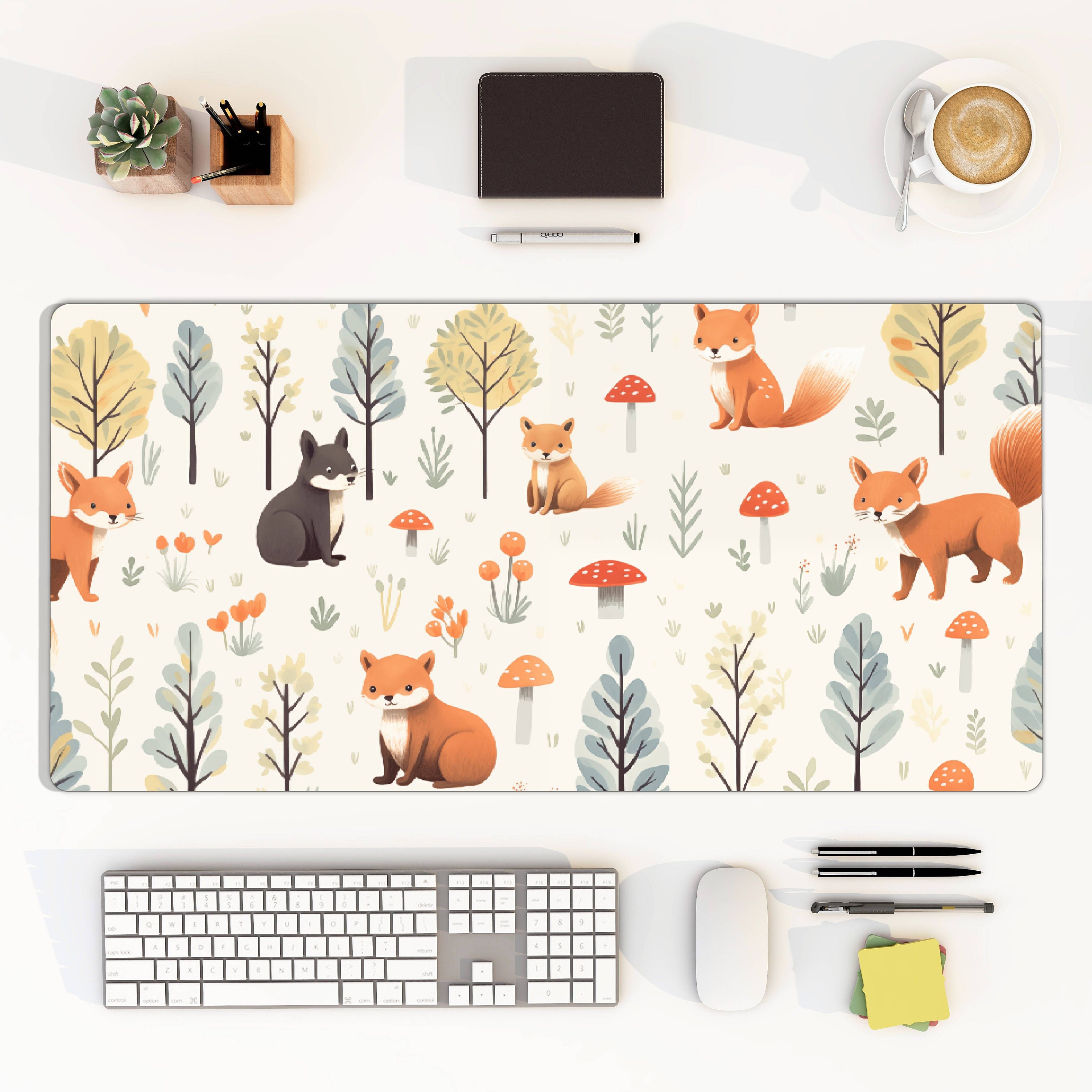 Cottagecore Desk Mat, Animal Desk Mat, Flower Desk Mat, Flower Mousepad ...