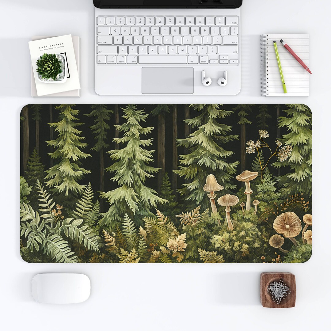 Dark Cottagecore Desk Mat, Floral Desk Mat, Nature Desk Mat, Cute Desk ...