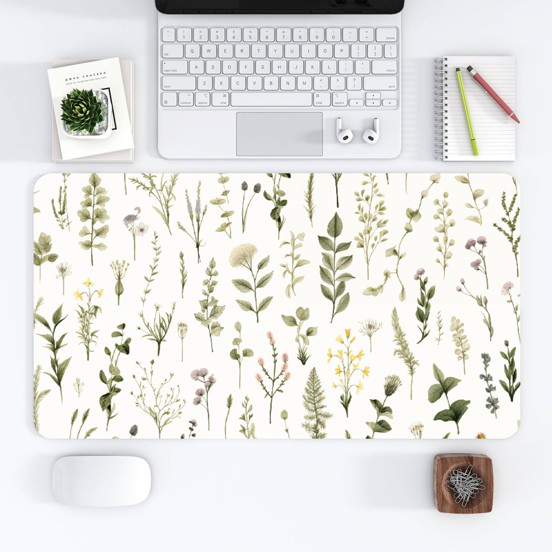 Cottagecore Desk Mat, Floral Desk Pad, Wildflower Desk Mat, Plant Desk ...