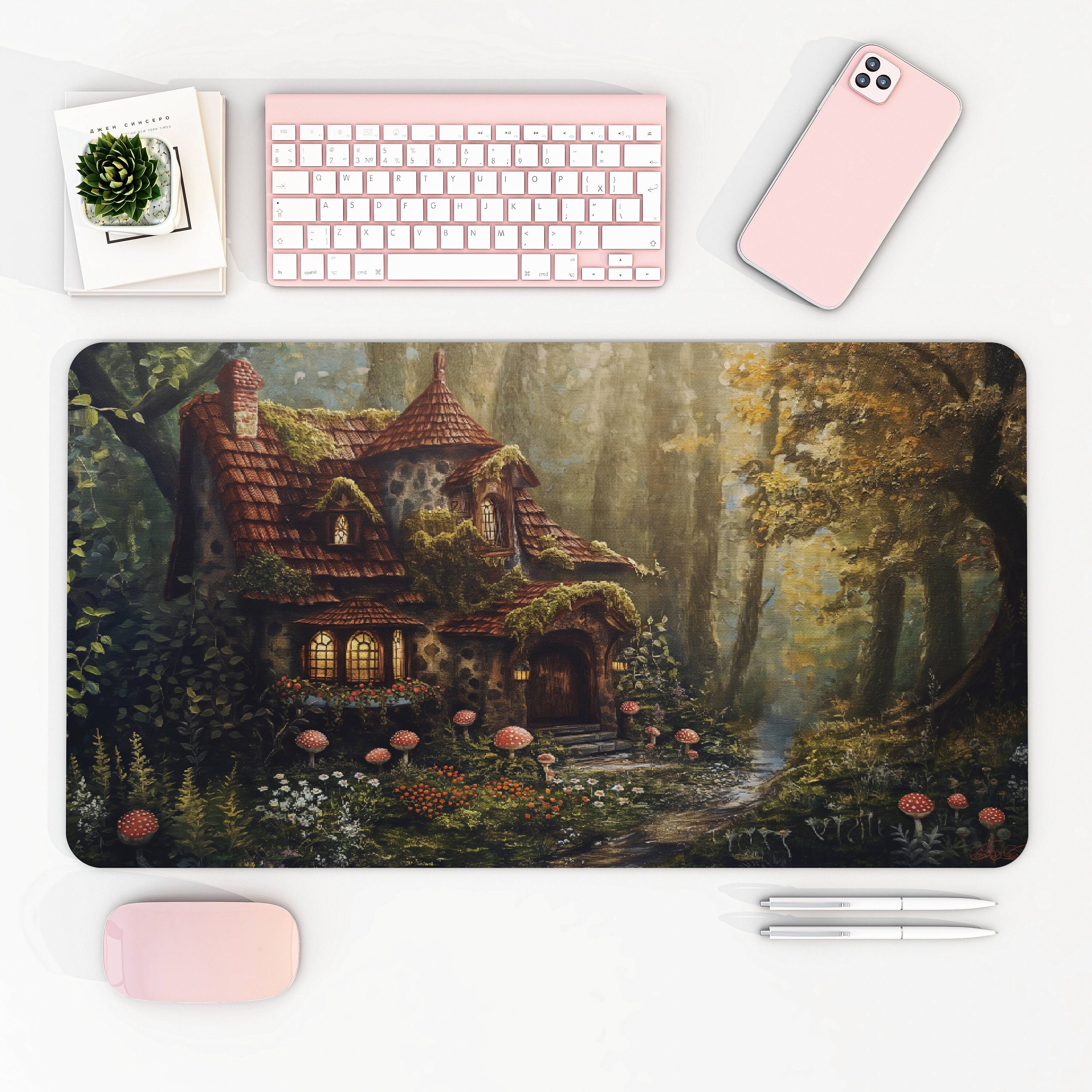 Cottagecore Desk Mat, Nature Desk Mat, Fantasy Desk Mat, Dark Cottage ...