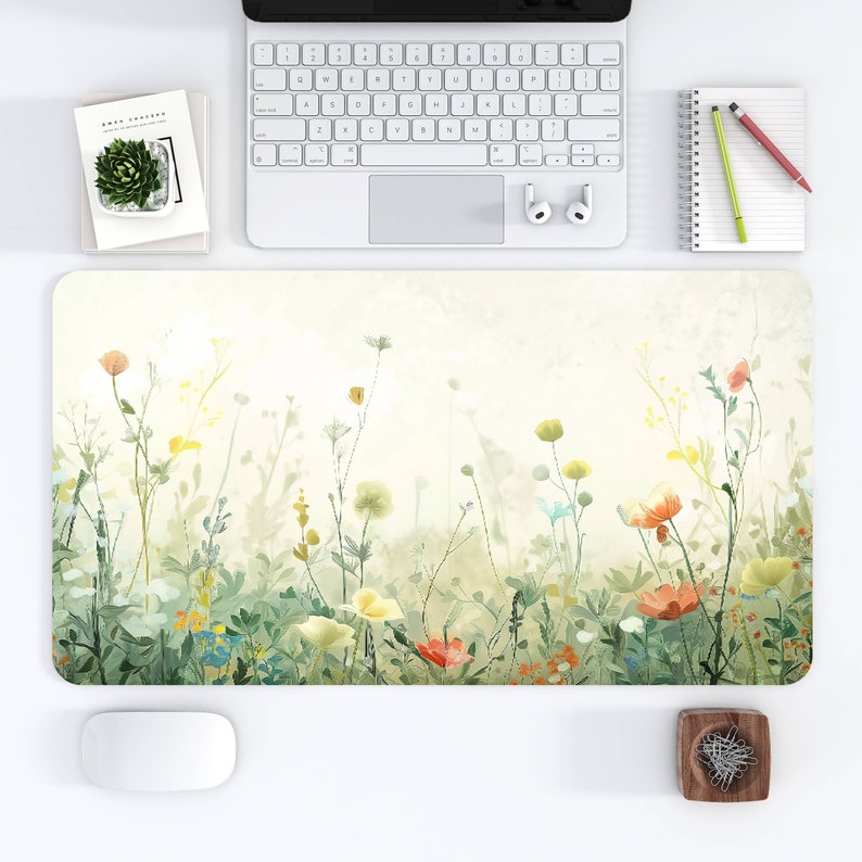 Cottagecore Desk Mat, Nature Desk Mat, Floral Mousepad, Flower Desk Mat ...