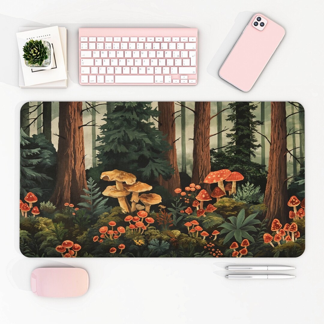 Cottagecore Desk Mat, Floral Desk Mat, Wildflower Mousepad, Dark ...