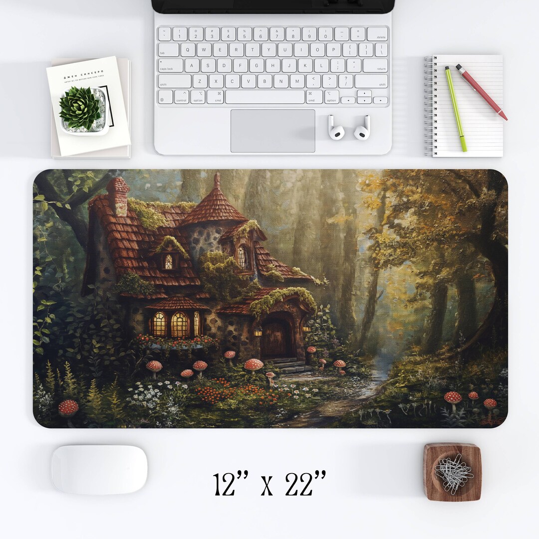 Cottagecore Desk Mat, Nature Desk Mat, Fantasy Desk Mat, Dark Cottage ...