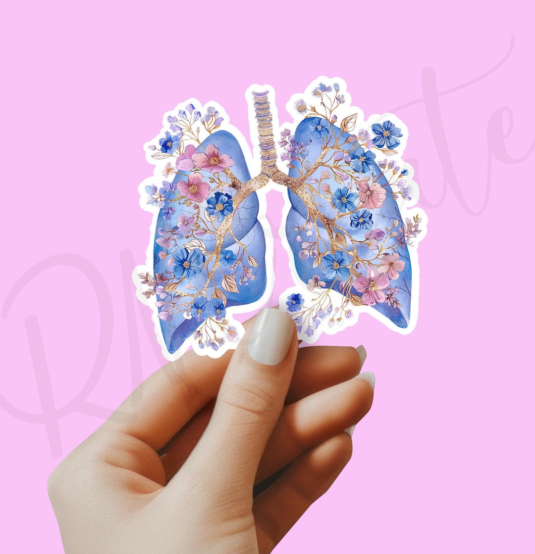 Lungs With Flower Sticker, Lungs Sticker, Anatomy Sticker, Laptop ...