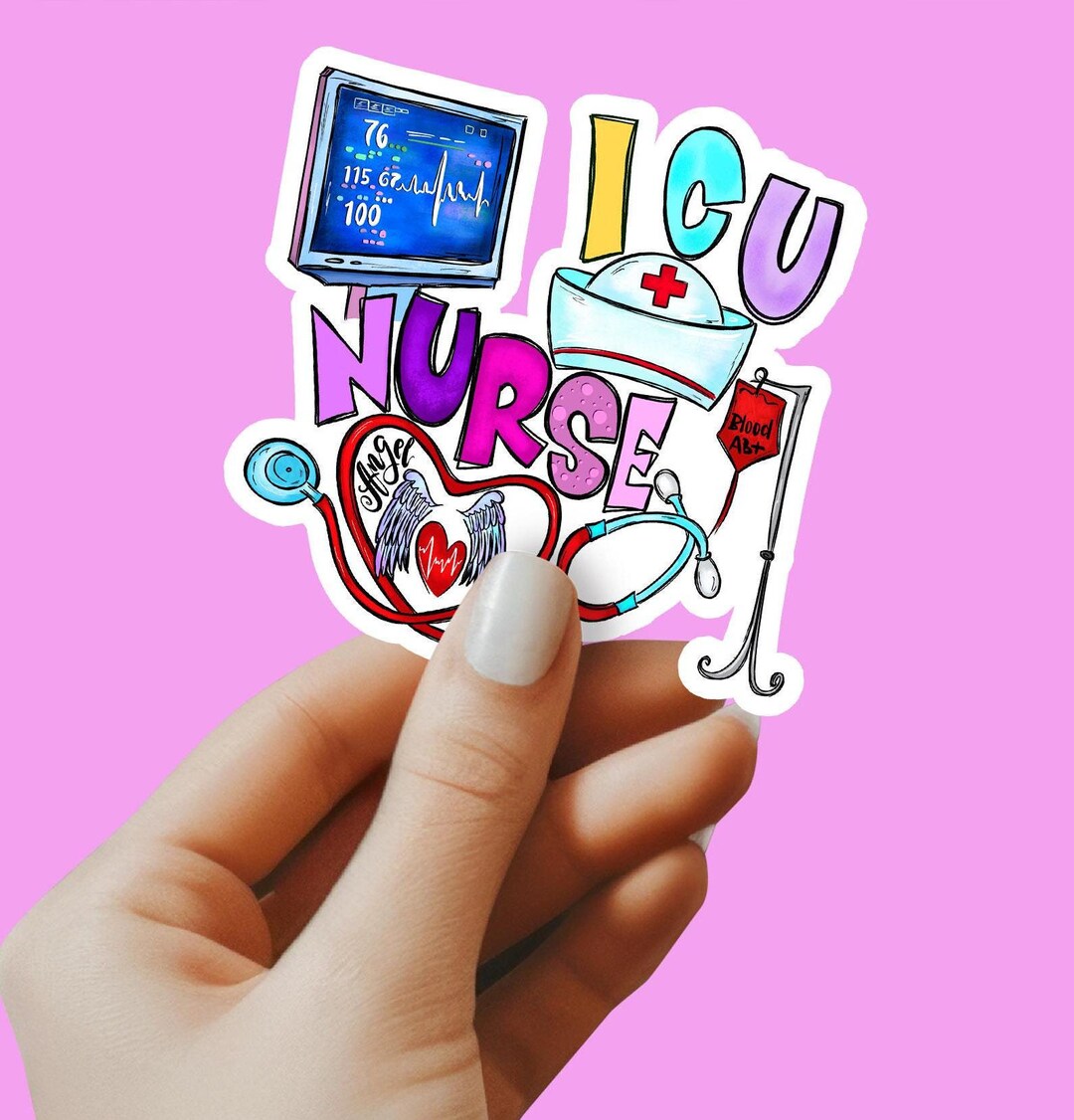 ICU Nurse Sticker, Intensive Care Unit RN Sticker, Laptop Sticker ...