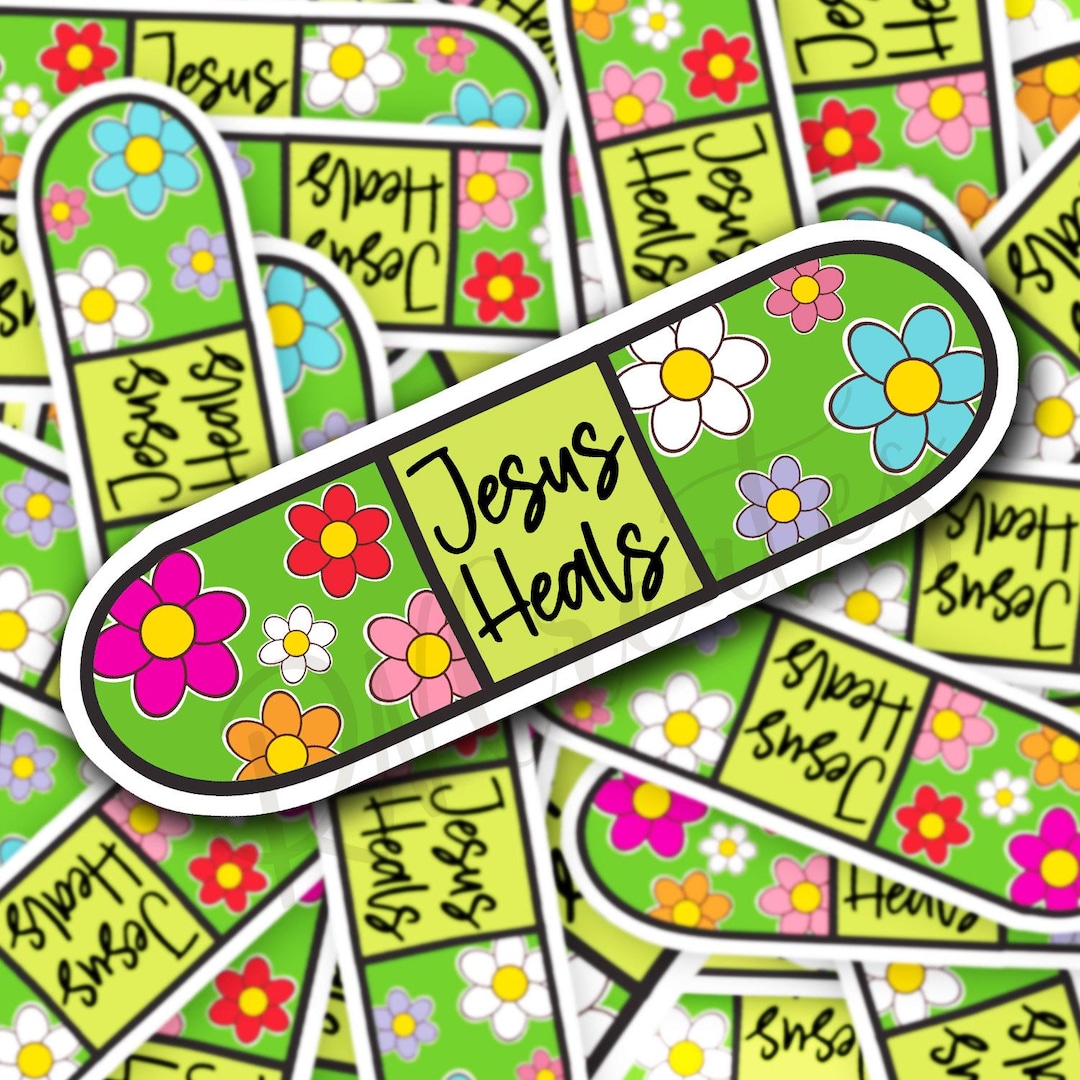 Jesus Heals Bandaid Sticker, Jesus Heals Sticker, Christian Sticker ...
