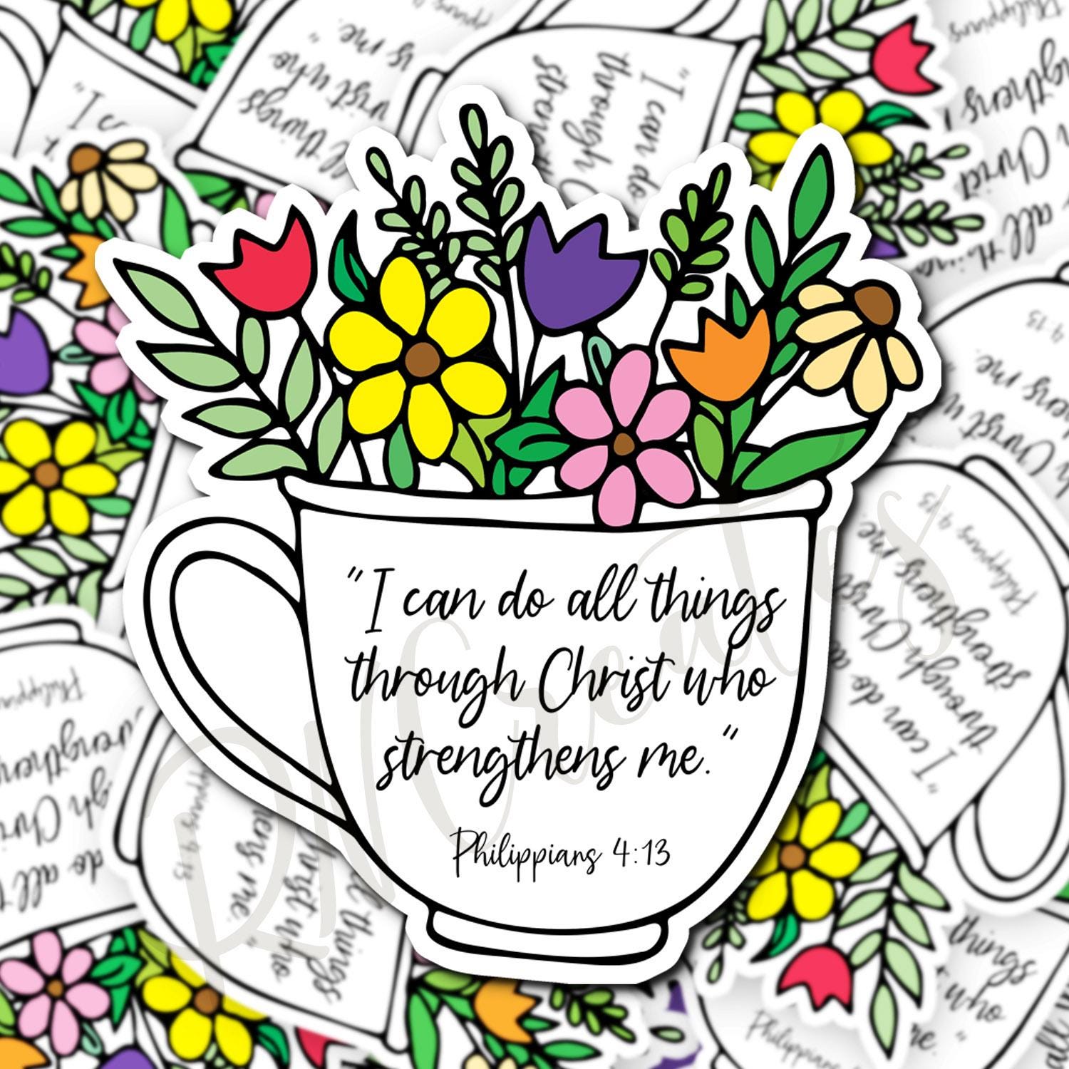 Bible Verse Sticker, Philippians 4:13, Scriptures, Laptop Sticker ...