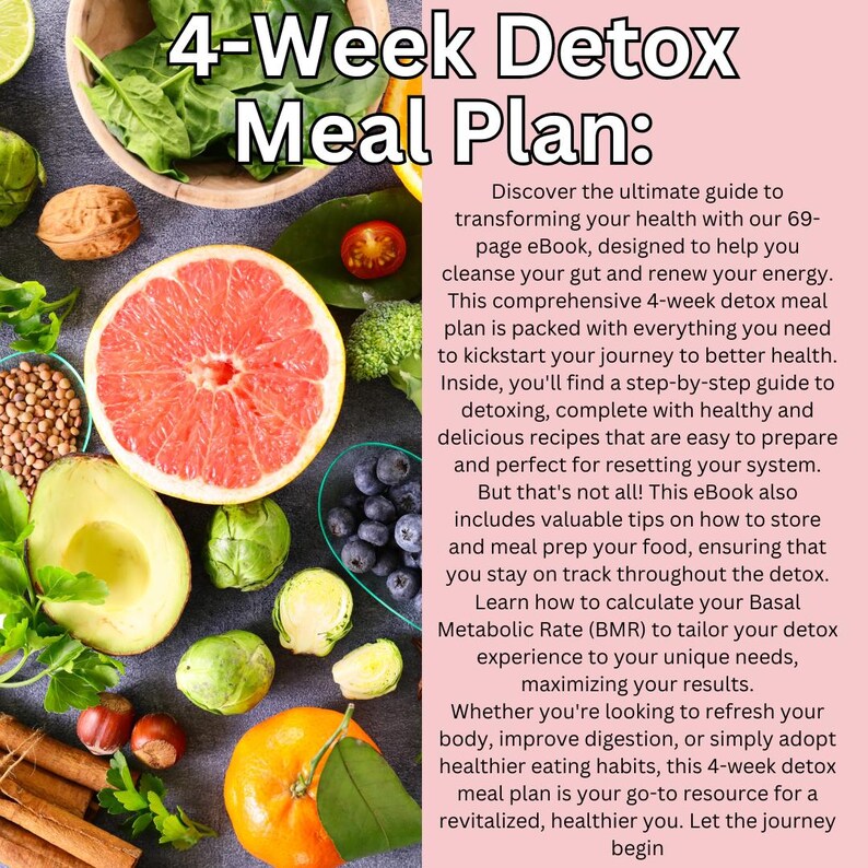 4-week Detox Meal Plan: Clean Eating Recipes (printable PDF) - Etsy