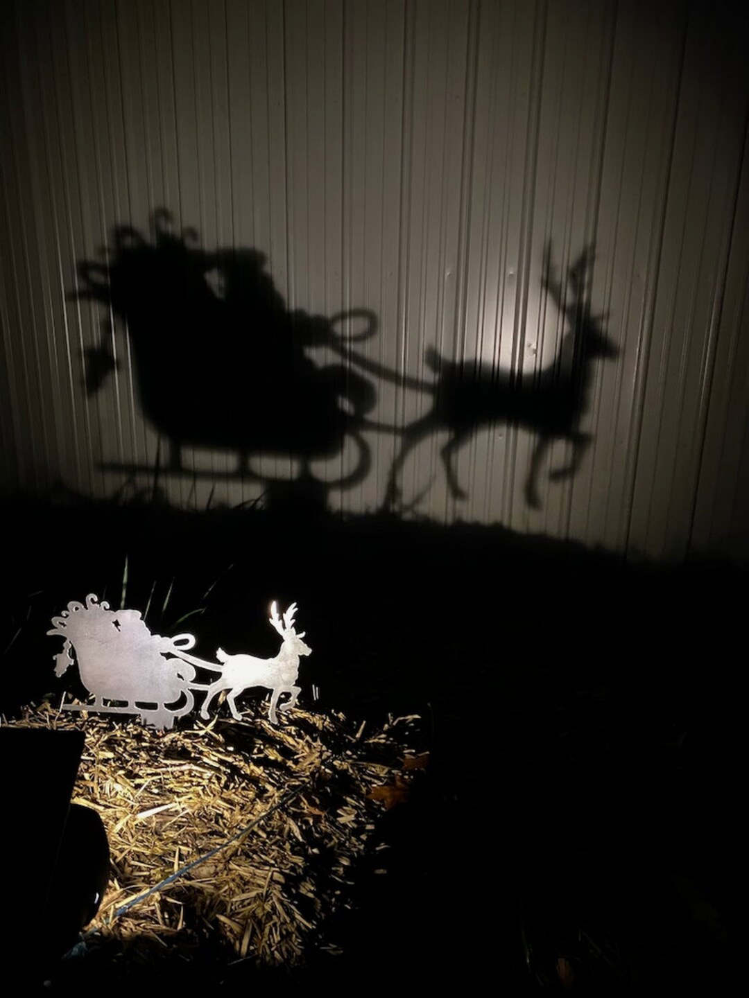Santa's Sleigh Metal Yard Stake Shadow Caster Christmas - Etsy