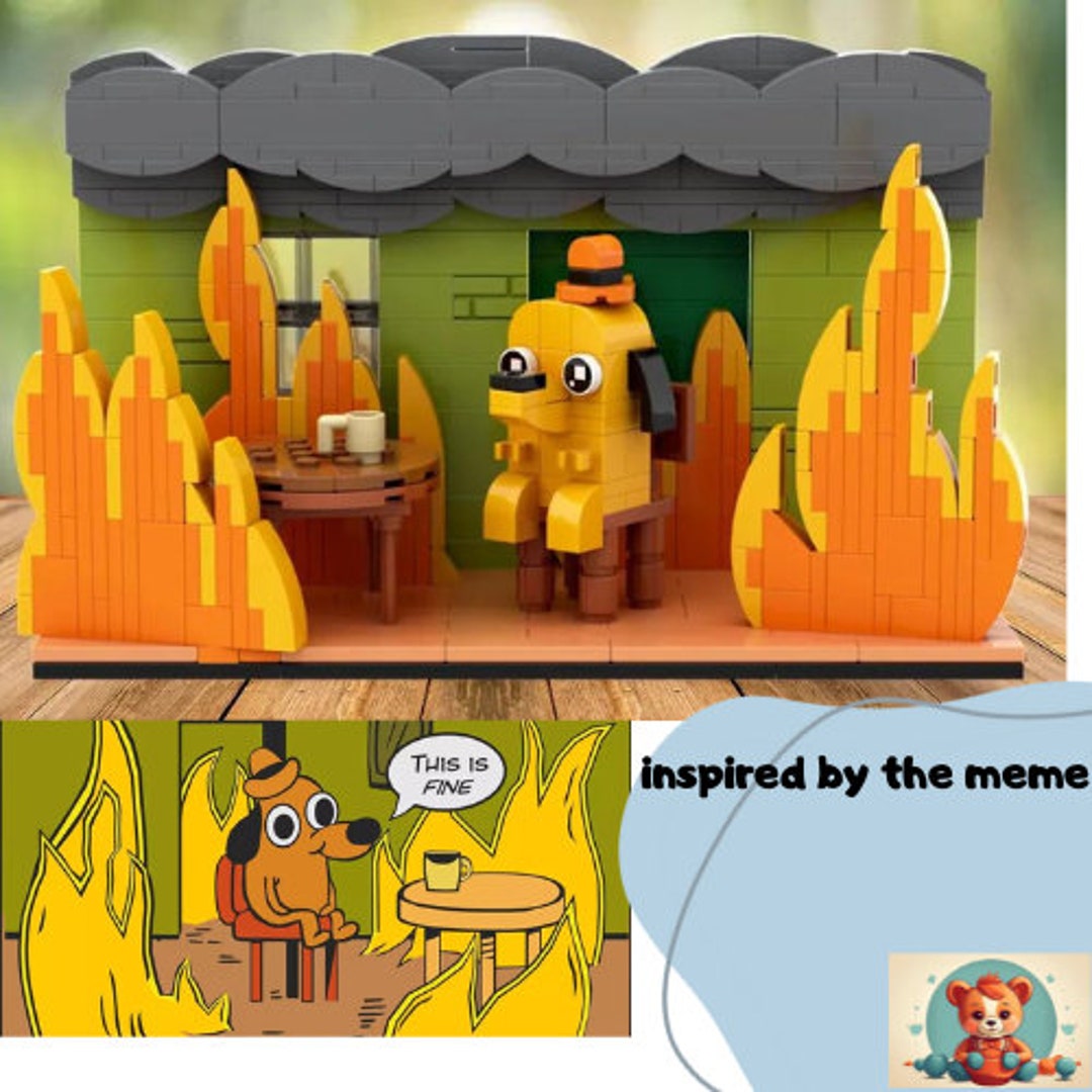 DIY This is Fine Inspired Meme Building Blocks Desk Toy Perfect Gift ...