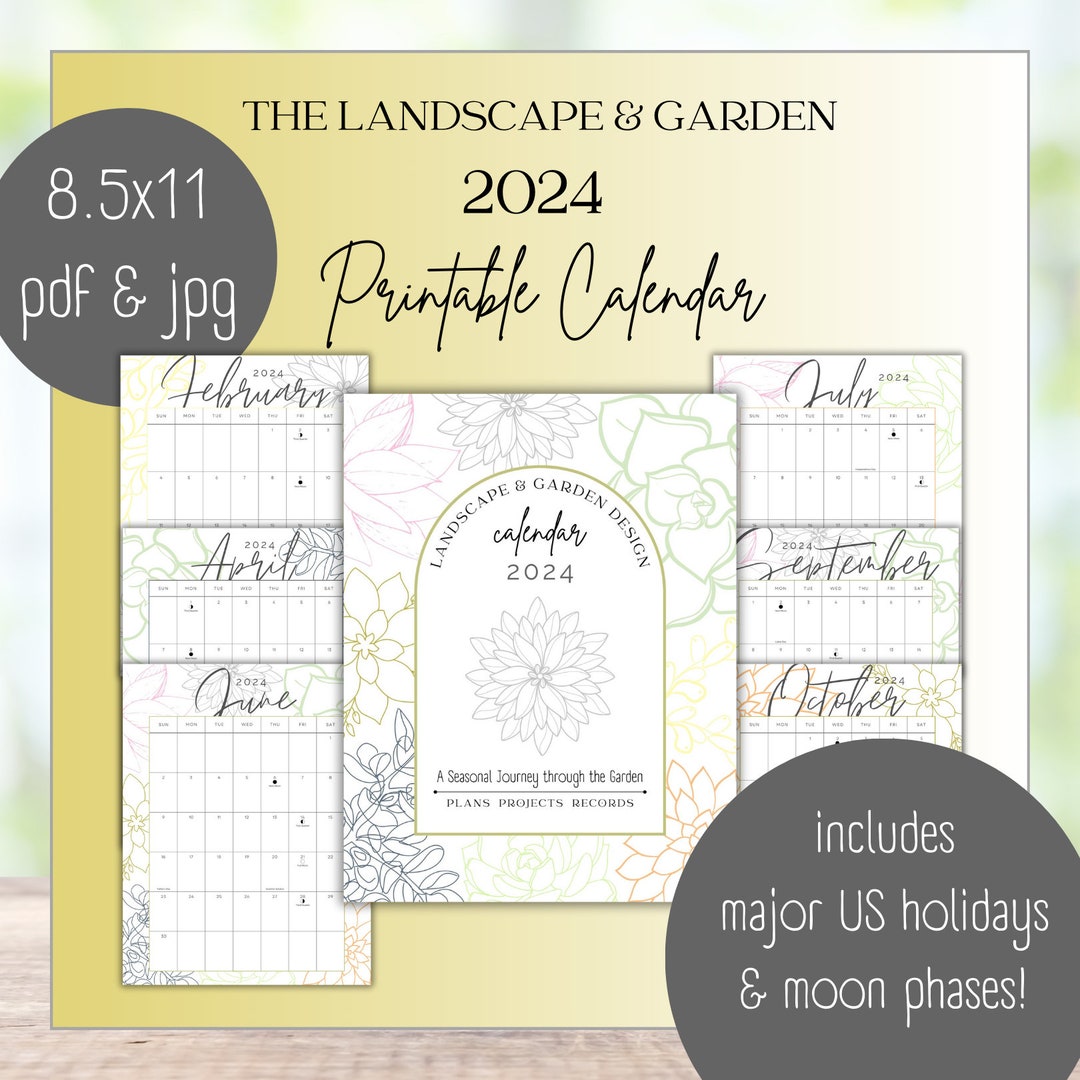 RLD 2024 Printable Landscape & Garden Calendar 8.5x11 - Etsy