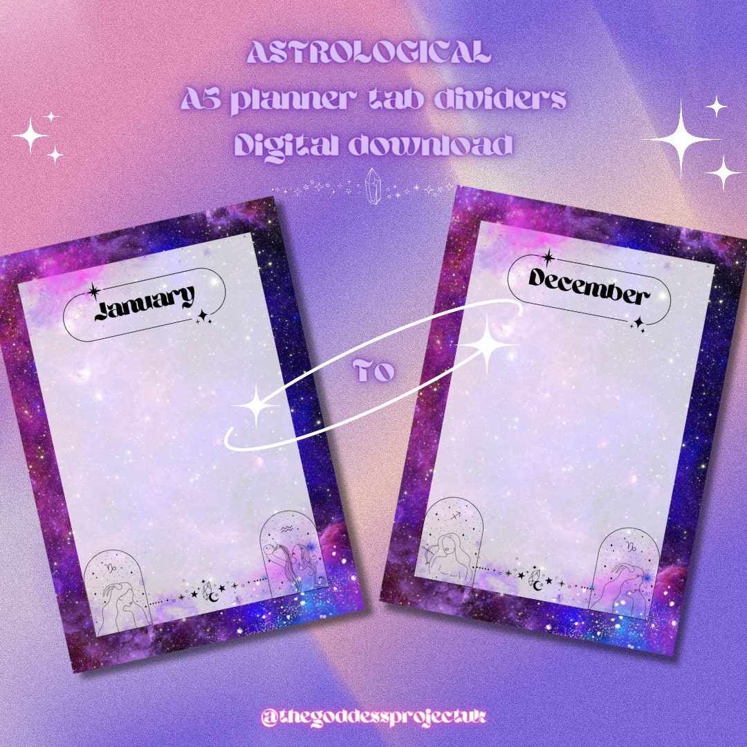 PART 1 ASTRO A5 Tab Divider Pages / Monthly Dividers / Tracker Dividers ...