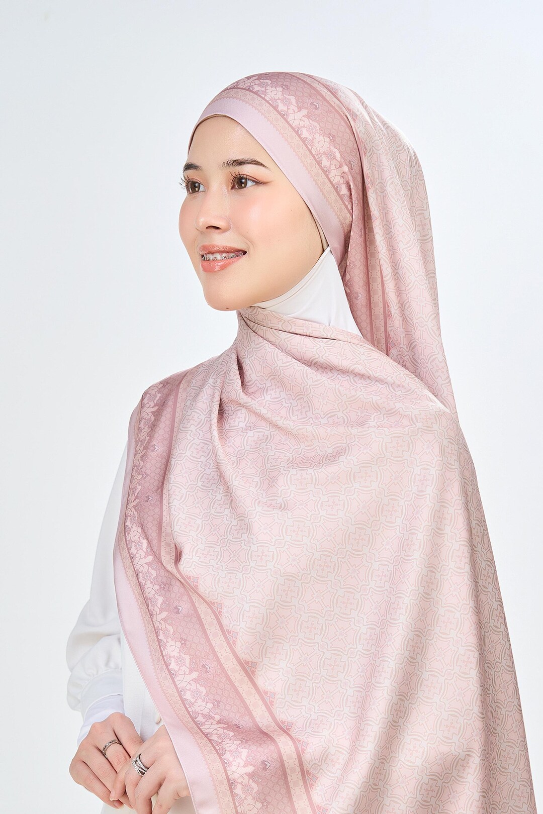 Muddy Rose Satin Silk Hijab: Majida Collection - Etsy