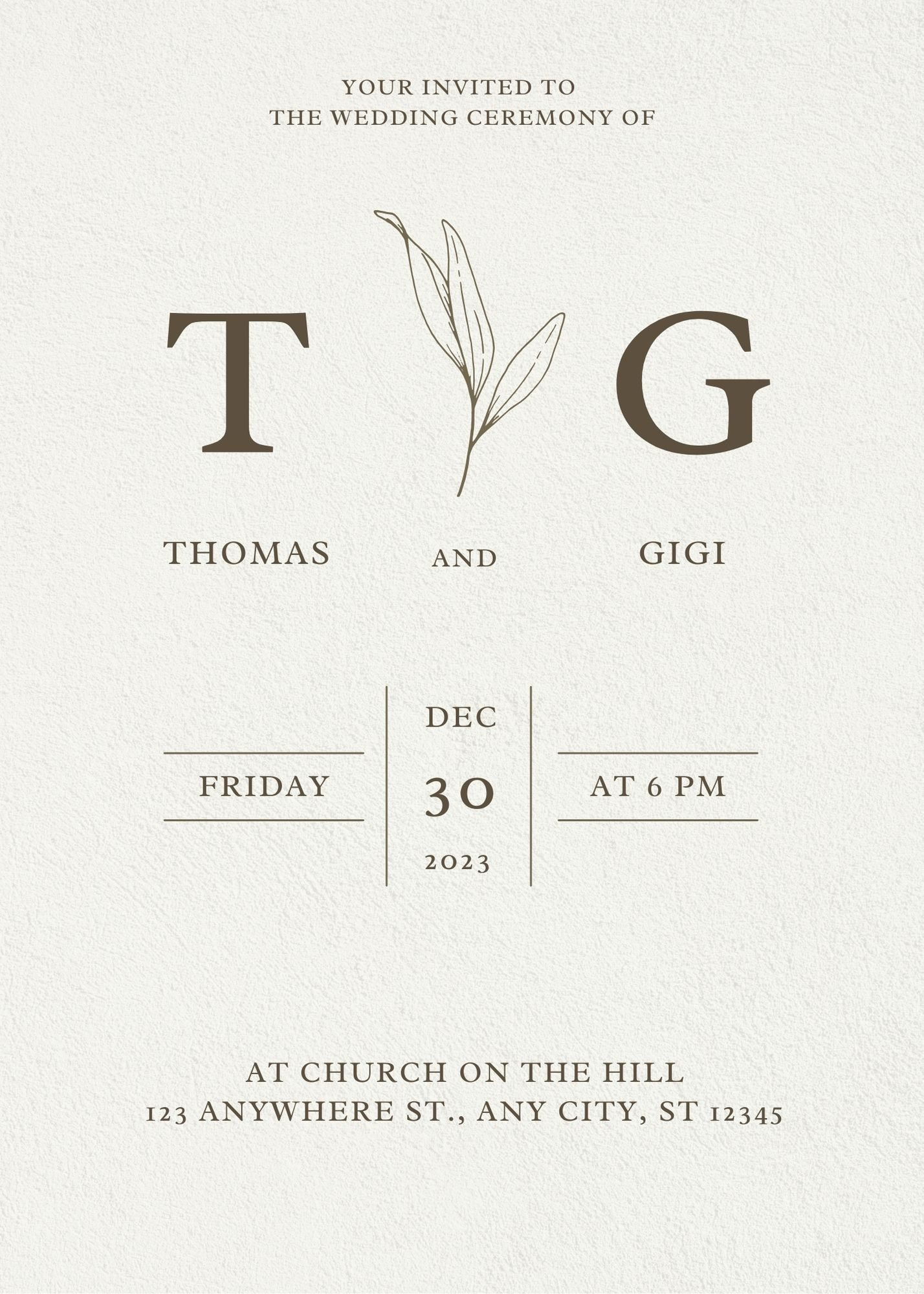 Simple Floral Wedding Invitation Customizable Template - Etsy