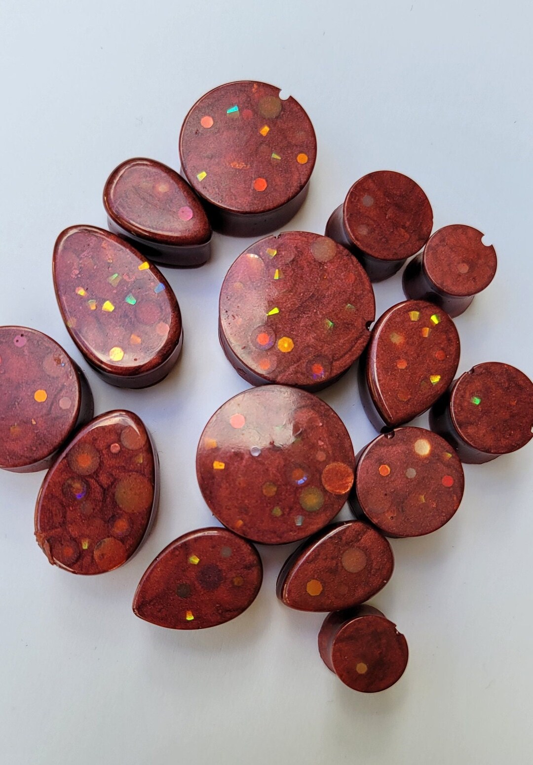 Mars Red Ear Gauges Plugs Magma Rhinestones Metallic Shiny - Etsy