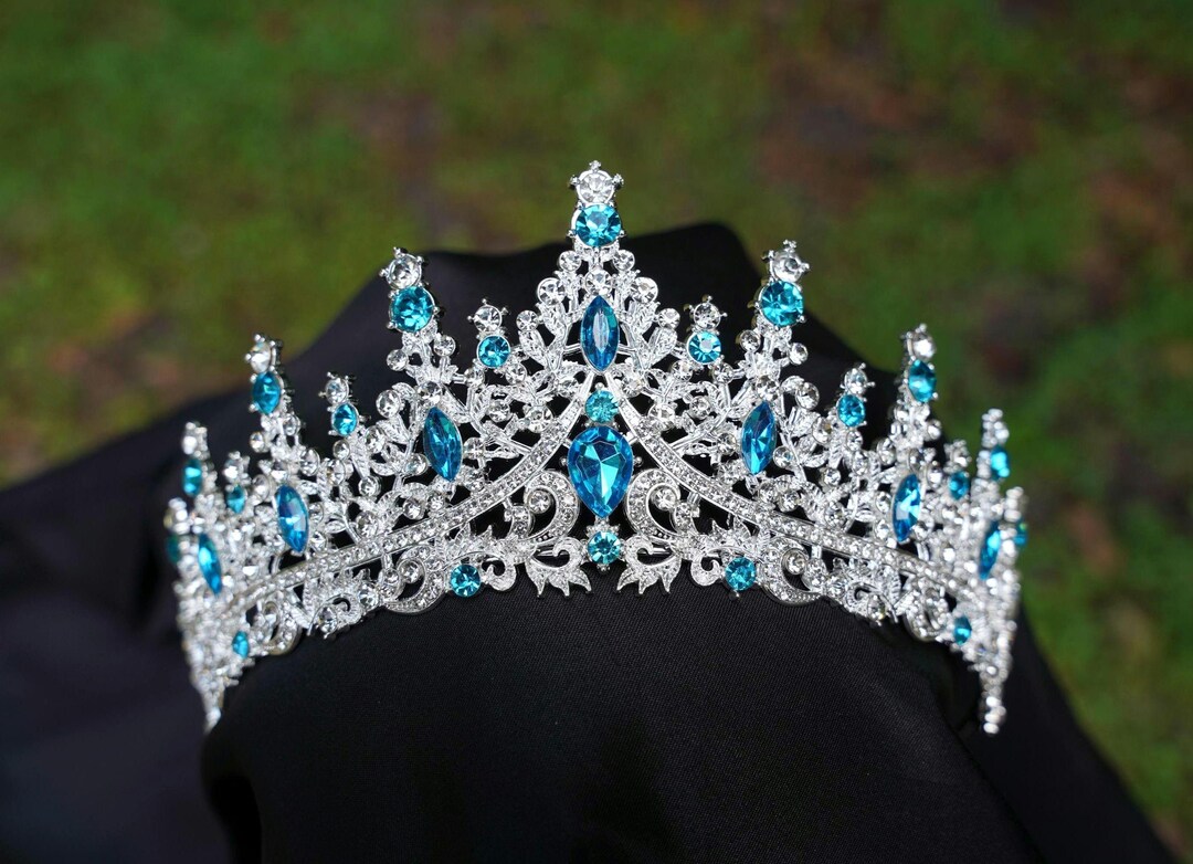 Winter Blue Crystal Tiara Bridal Silver Crown Birthday Wedding Gift ...