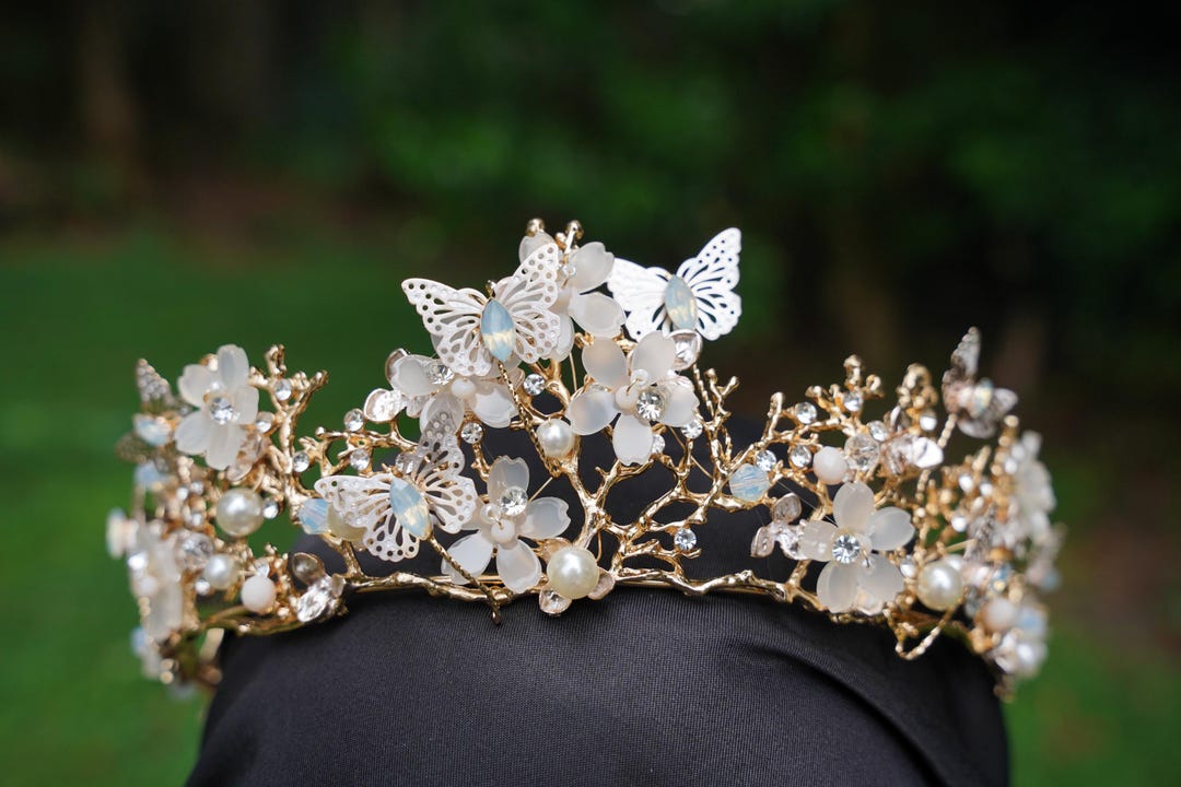 Gold Butterfly Tiara Bridal Tiara Crystal Birthday Wedding Gift Diadem ...