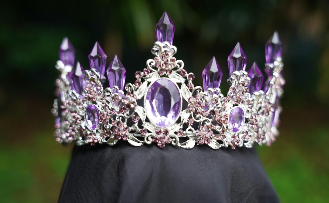 Purple Crystal Tiara Bridal Spike Crown Birthday Wedding Gift Diadem ...