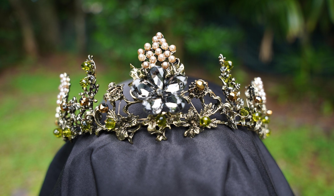 Custom Green Woodland Crystal Tiara Bridal Crown Birthday Wedding Gift ...