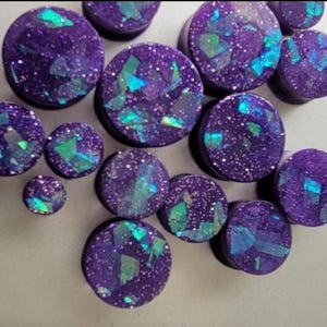 One Pair Purple Galaxy Ear Gauges Plugs Metallic Shiny Holographic ...
