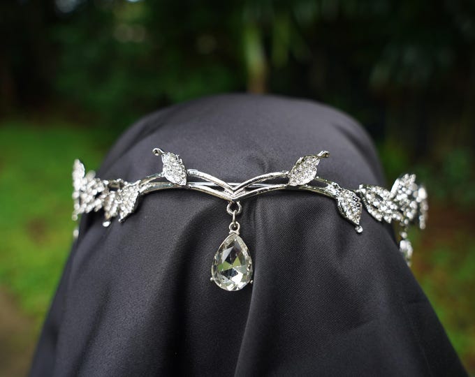 Elven Princess Drop Crystal Tiara Vintage Silver Bridal Crown Birthday ...