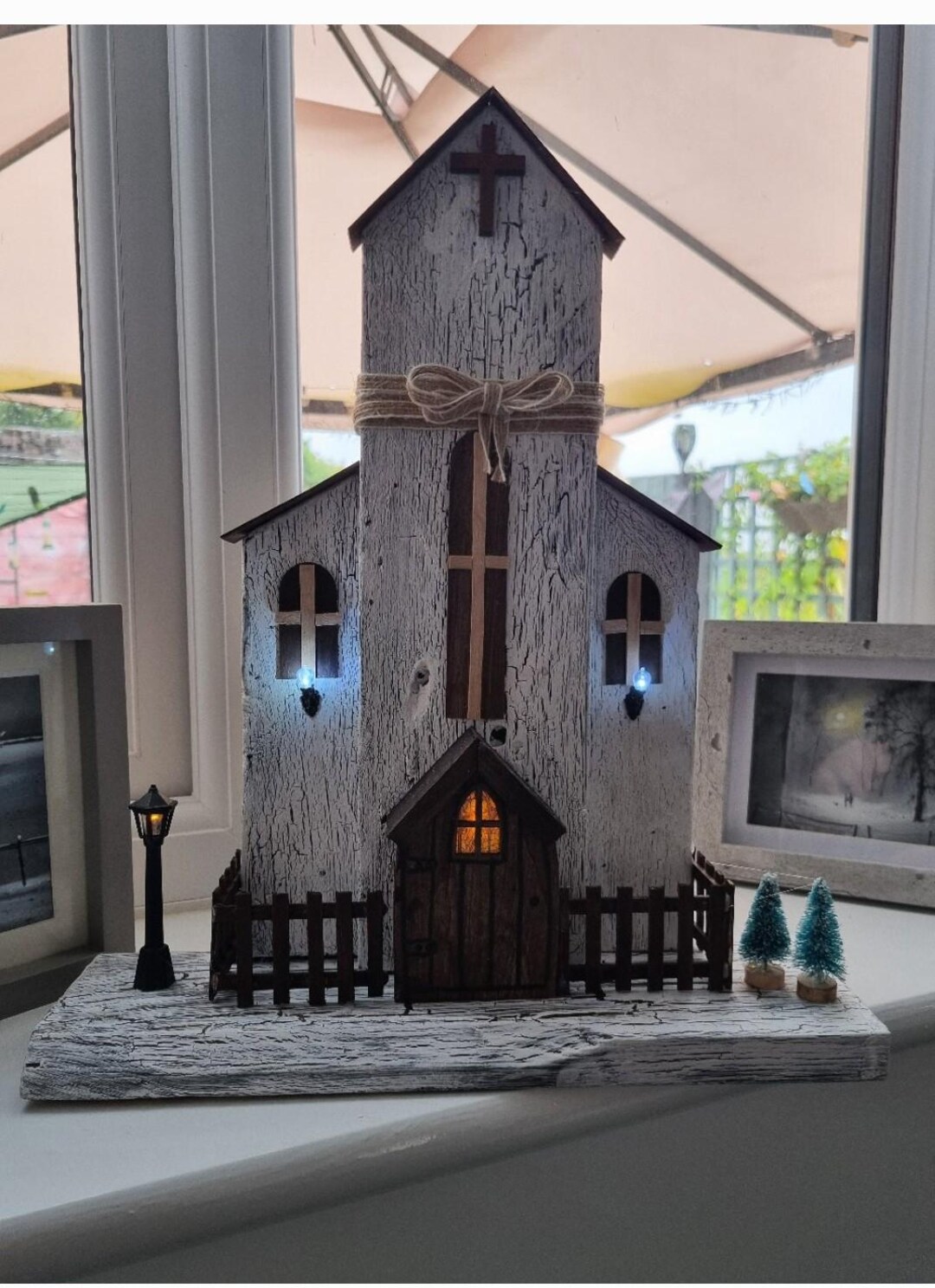 Christmas Wooden Church.or Plain Church With Street Light - Etsy