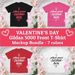 Gildan 5000 Tshirt Mockup Bundle, Valentines Day Female T-shirt Bundle ...