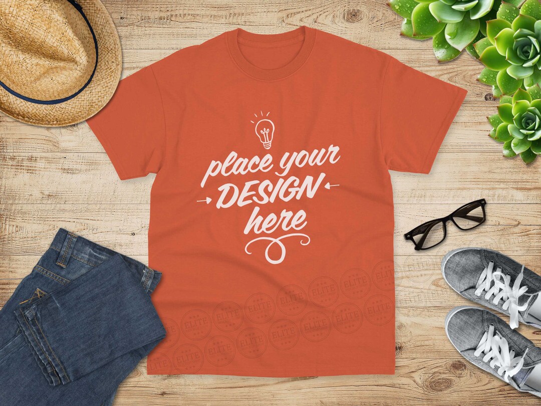 Gildan 5000 T-shirt Mockup Sunset, Gildan Front T-shirt Mockup ...