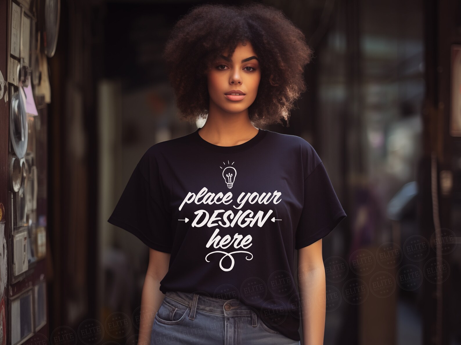 Black Gildan 5000 T-shirt Mockup, Urban Female (digital Download) - Etsy