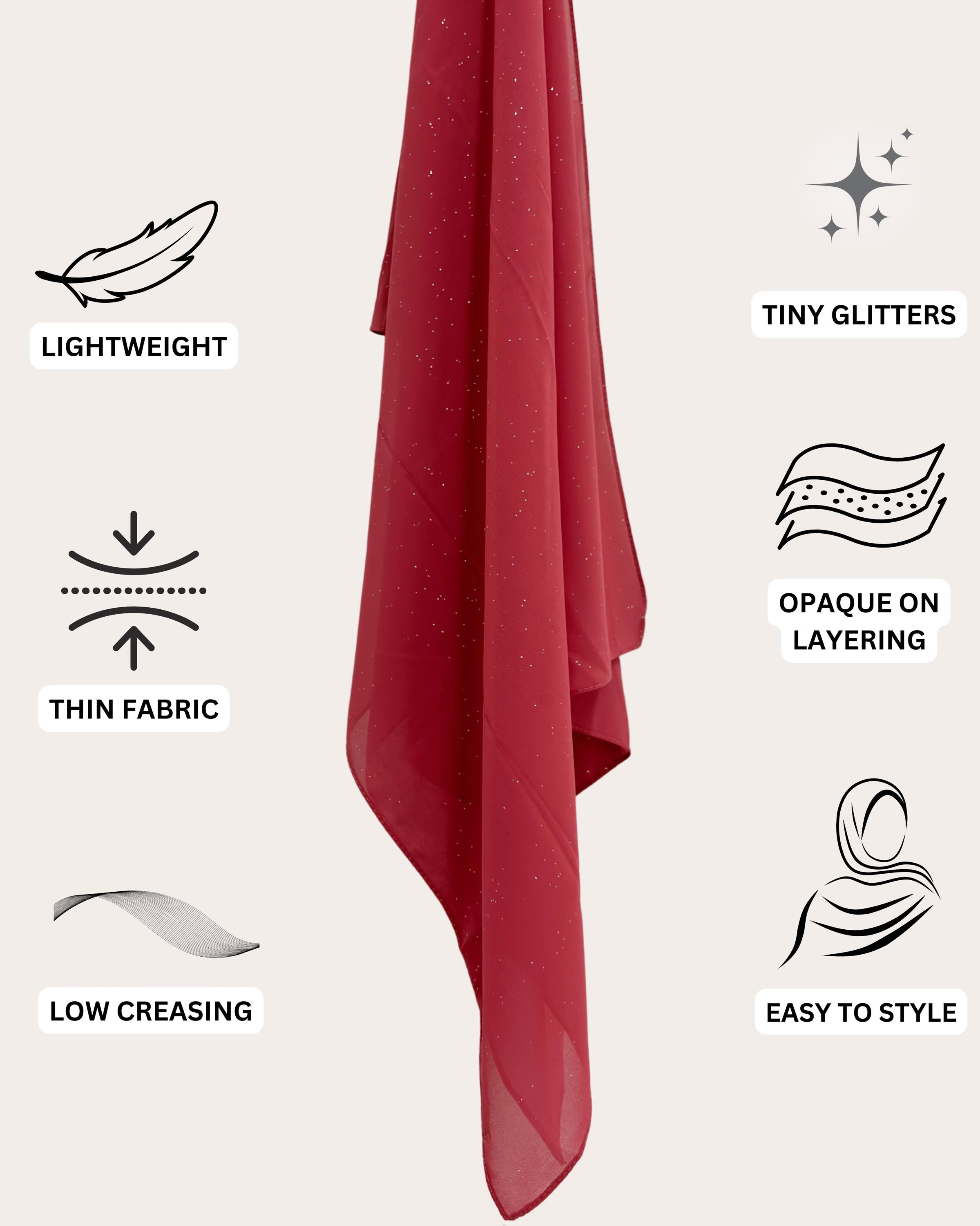Shimmer Chiffon Hijab - Raspberry Red - Etsy