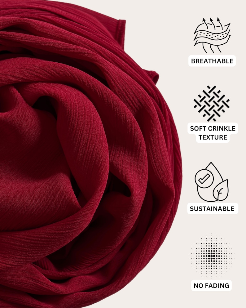 Crinkle Chiffon Hijab - Raven Red - Etsy