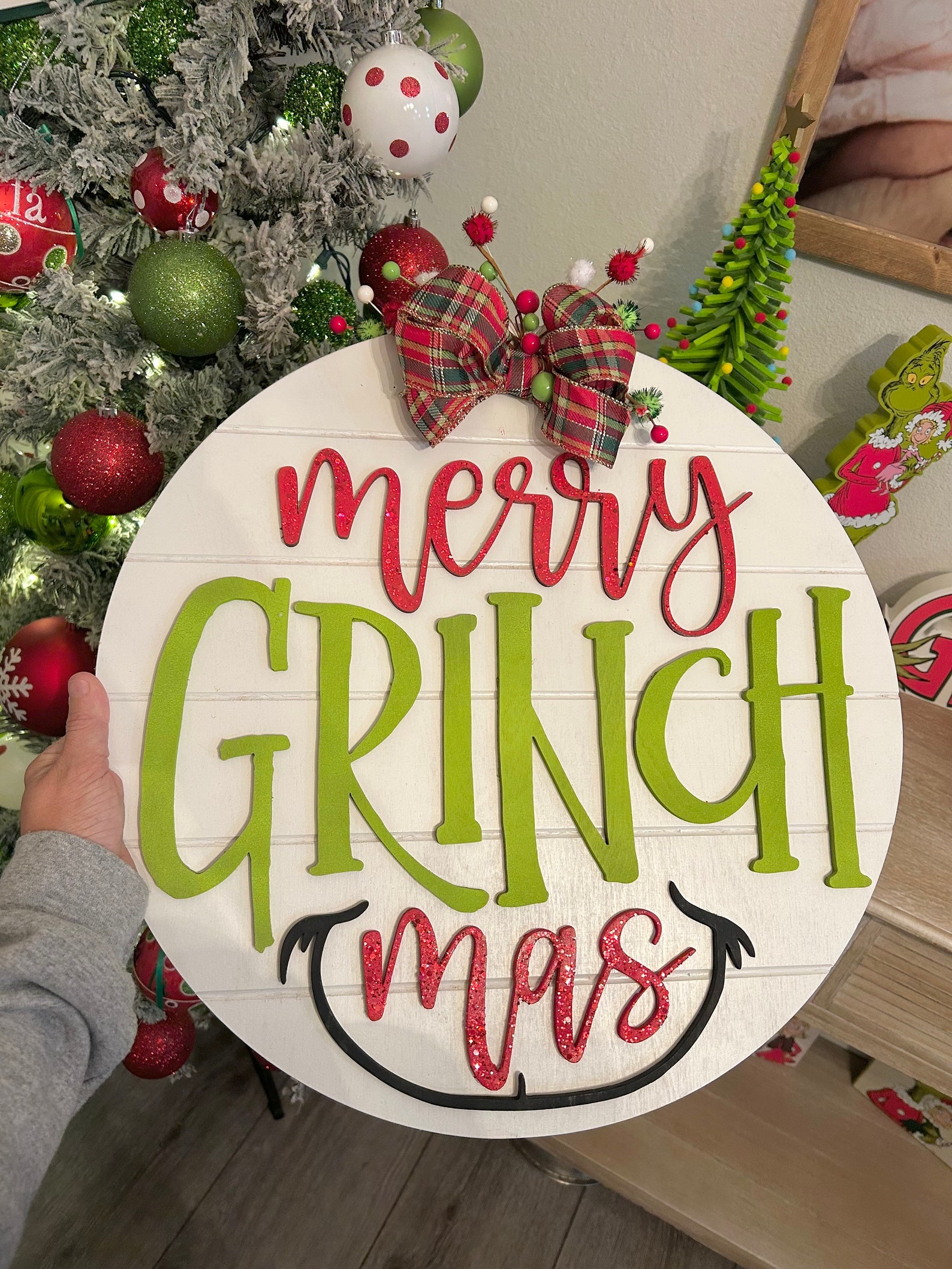 Merry Grinchmas Door Hanger Grinch Christmas Sign - Etsy