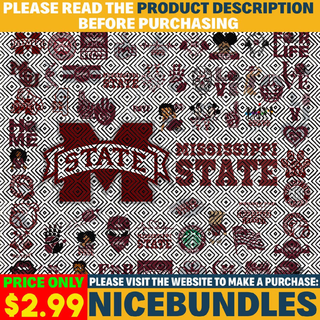 60 Files Mississippi State Bulldogs Team Bundle Svg - Etsy