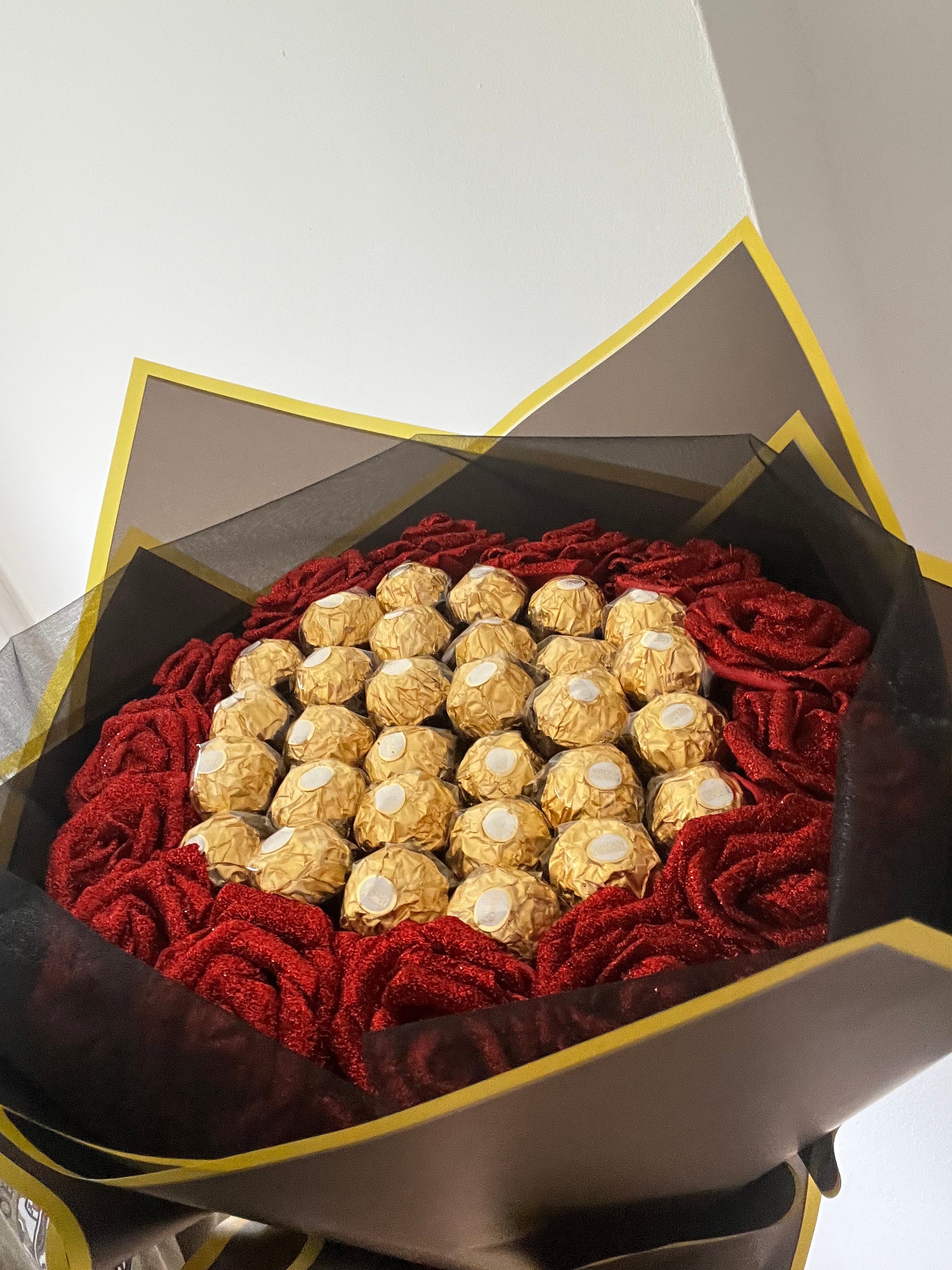 Glitter Rose Chocolate Bouquet Flowers Ferrero Rocher Lindt Birthday ...