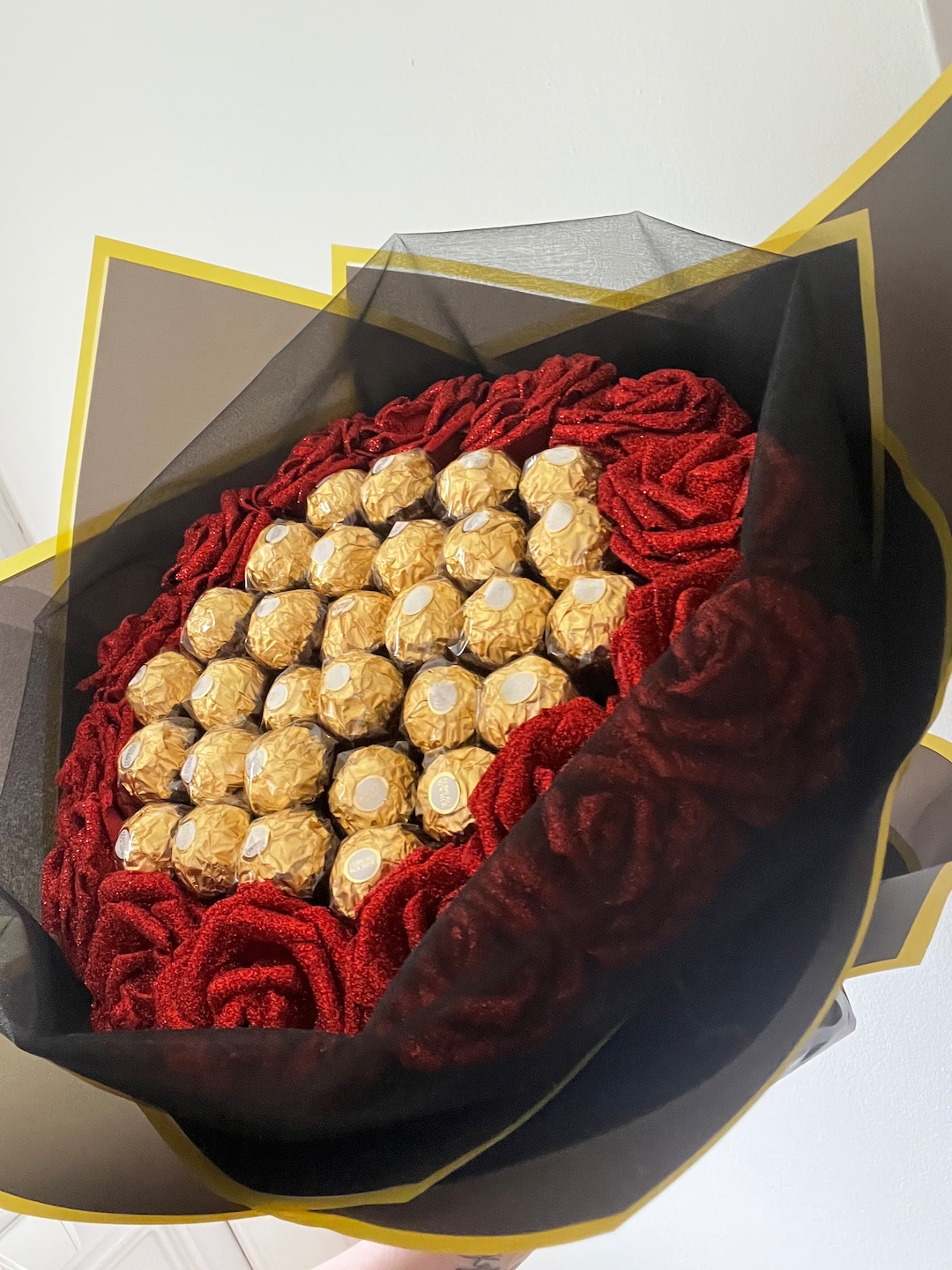 Glitter Rose Chocolate Bouquet Flowers Ferrero Rocher Lindt Birthday ...