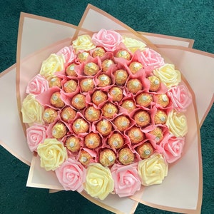 Glitter Rose Chocolate Bouquet Flowers Ferrero Rocher Lindt Birthday ...