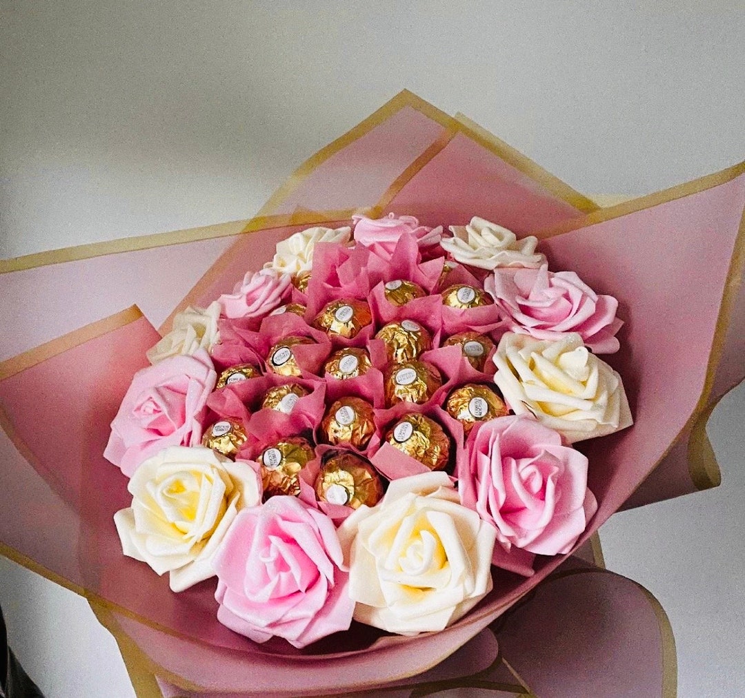 Glitter Rose Chocolate Bouquet Flowers Ferrero Rocher Lindt Birthday ...