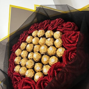 Glitter Rose Chocolate Bouquet Flowers Ferrero Rocher Lindt Birthday ...