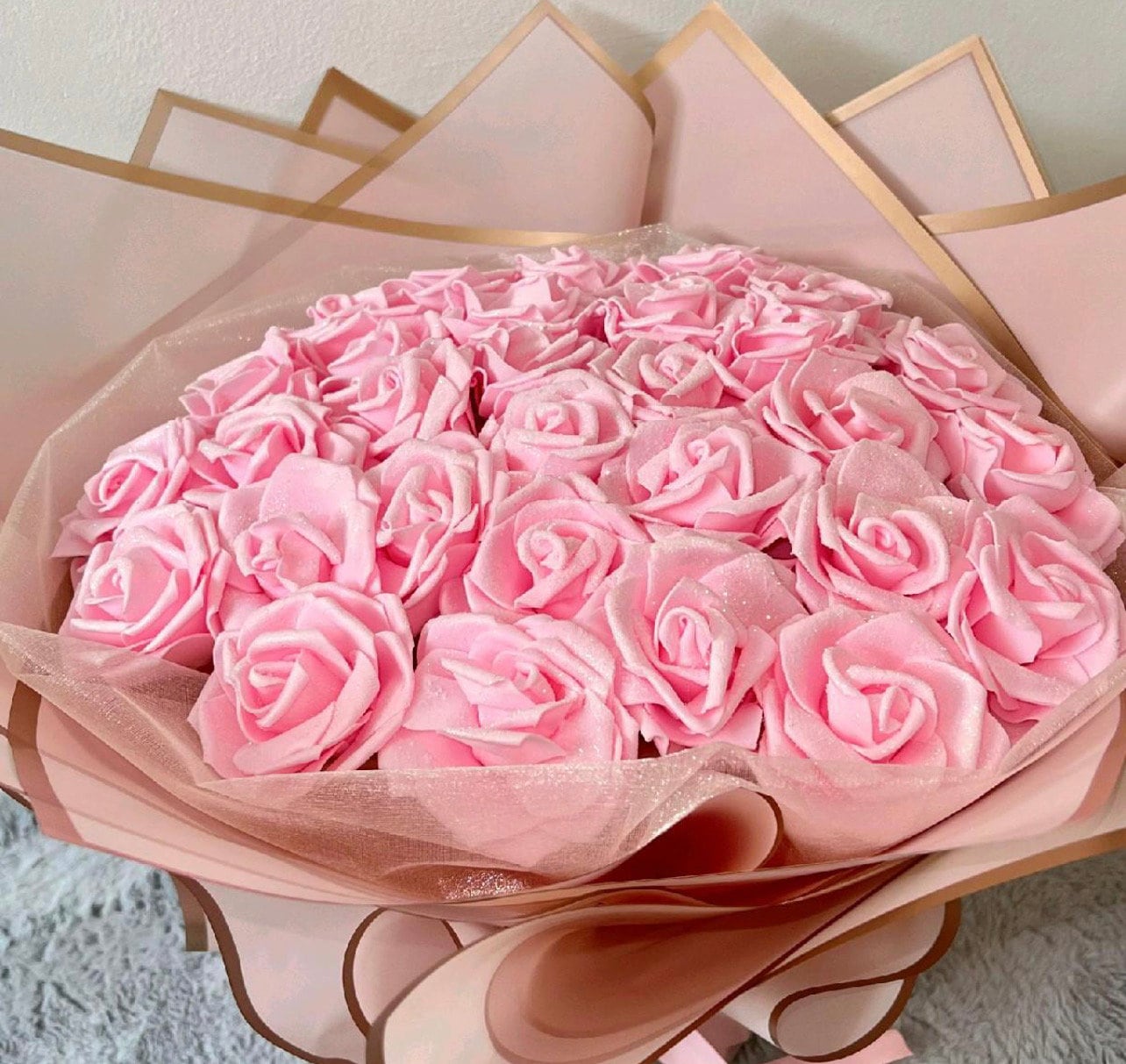 Glitter Rose Bouquet Flowers Red or Pink Birthday Anniversary Baby ...