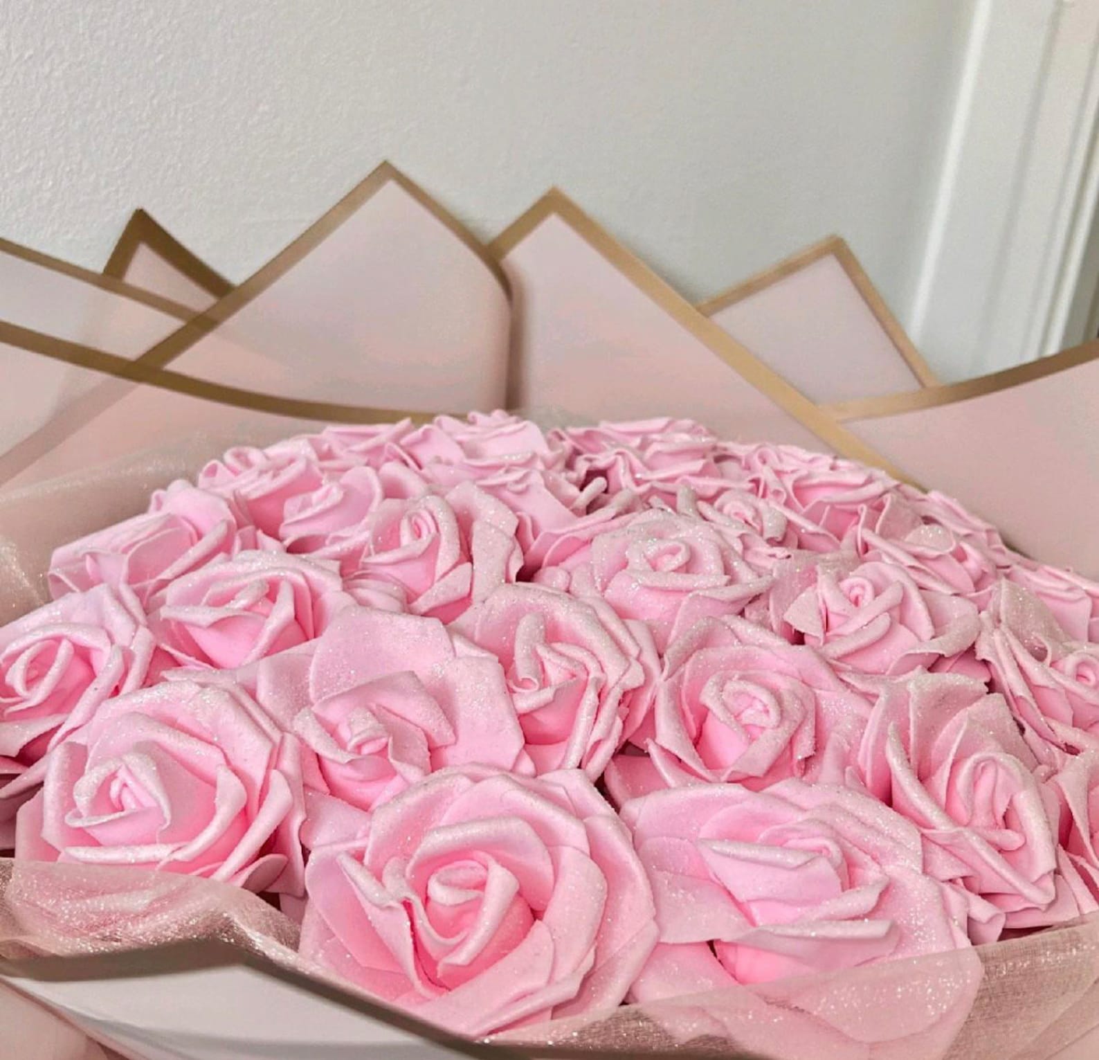 Glitter Rose Bouquet Flowers Red or Pink Birthday Anniversary Baby ...