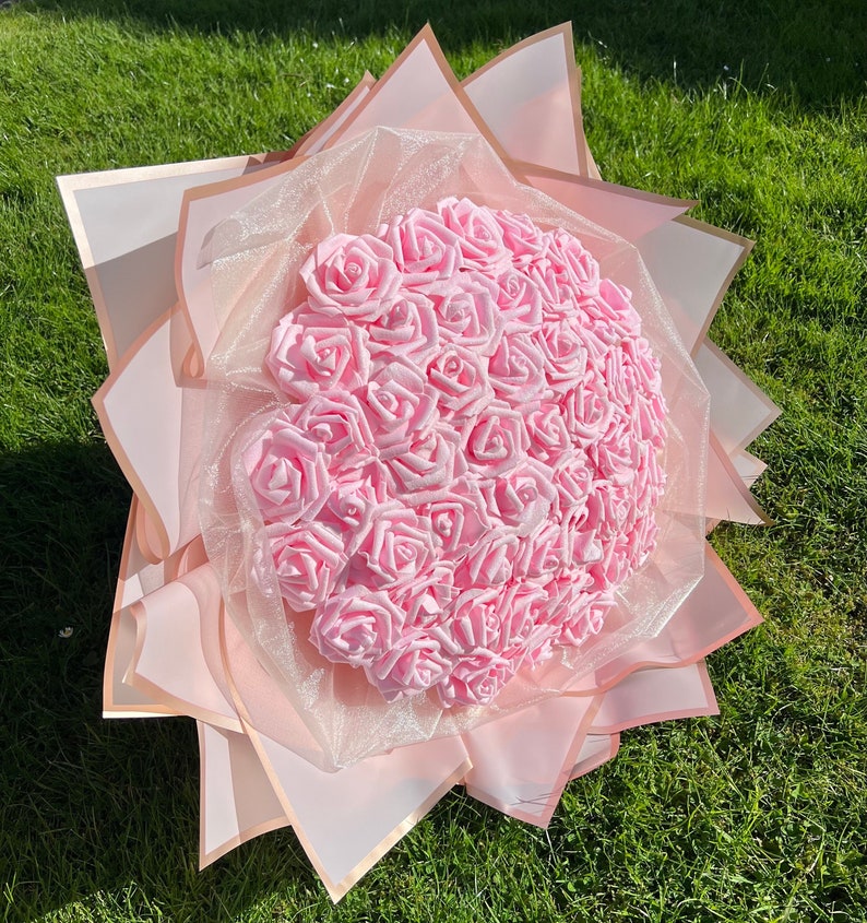 Glitter Rose Bouquet Flowers Blush Pink Rose Gold Birthday Anniversary