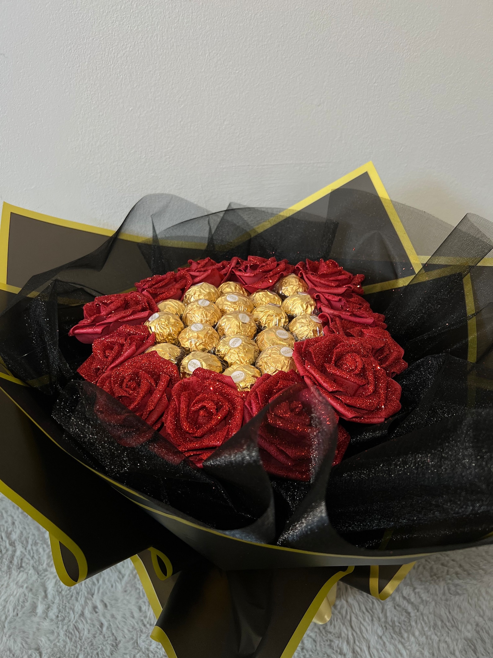 Glitter Rose Chocolate Bouquet Flowers Ferrero Rocher Lindt Birthday ...