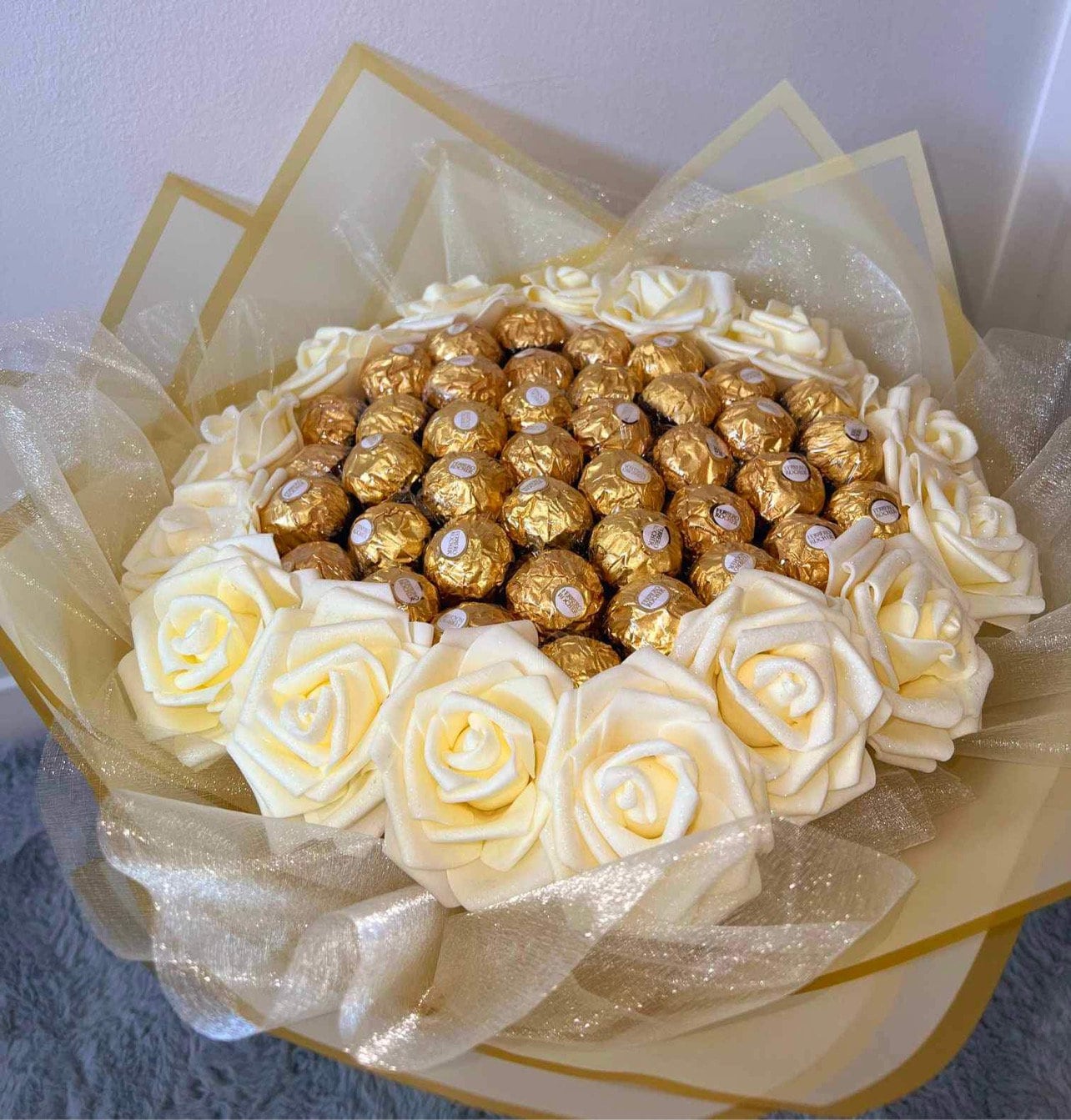 Glitter Rose Chocolate Bouquet Flowers Ferrero Rocher Lindt Birthday ...