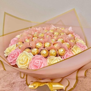 Glitter Rose Chocolate Bouquet Flowers Ferrero Rocher Lindt Birthday ...
