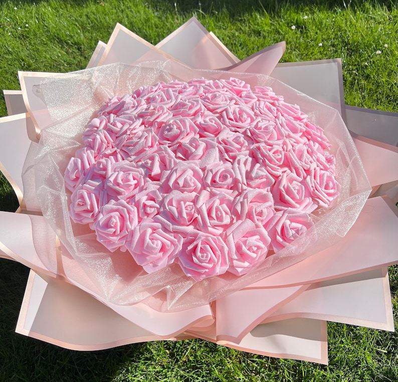 Glitter Rose Bouquet Flowers Blush Pink Rose Gold Birthday Anniversary ...