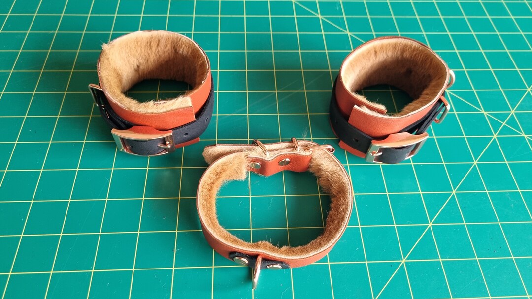 Fur Lined Kangaroo Cuffs and Collar - Etsy