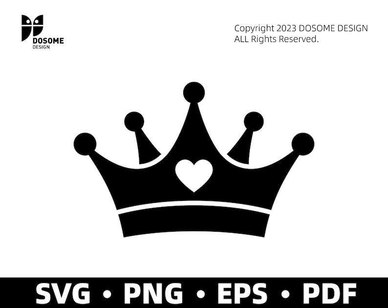 Crown With Heart - Princess, Queen - Instant Digital Download - Svg ...