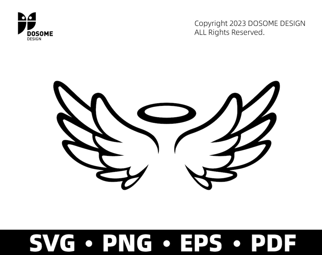 Angel Wings and Halo SVG • Clip Art Cut File Silhouette Pdf Eps Png ...