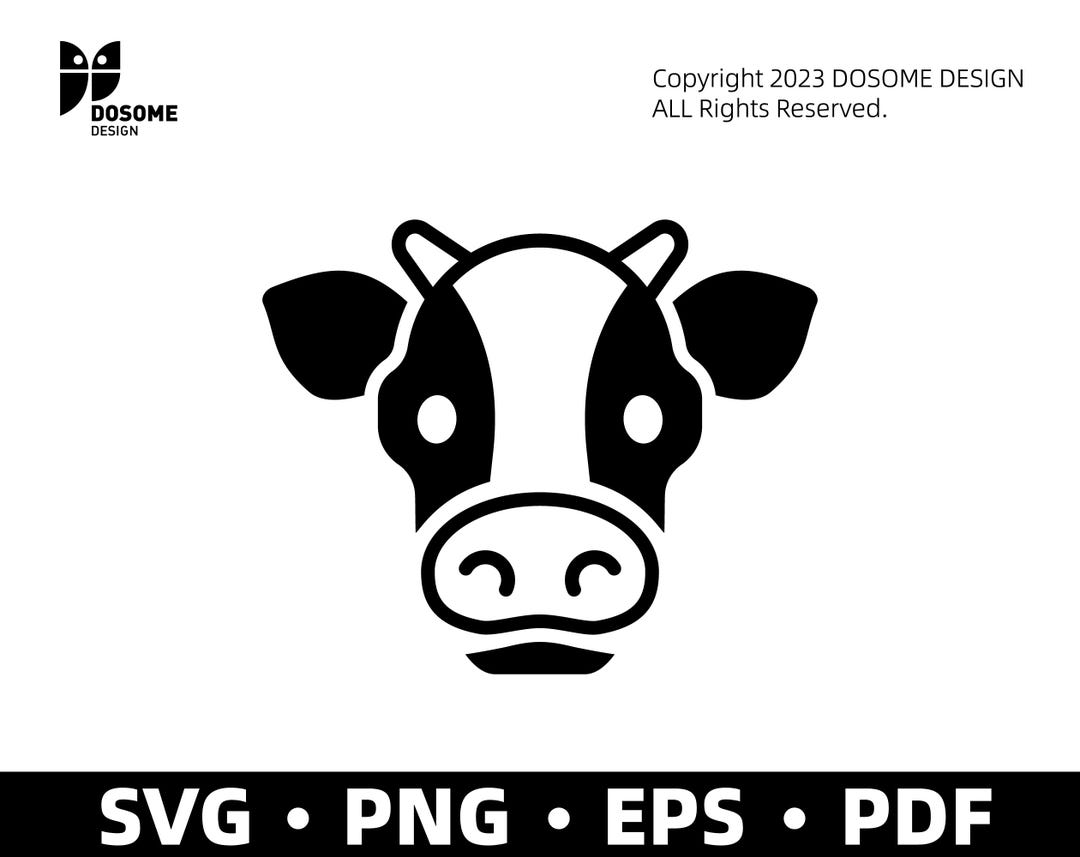 Cow SVG File, Cow Cut File, Animal Face, Cow SVG Eps DXF Patterns for ...